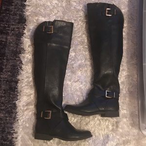 Shoes | Nwot 22 Tall Black Erin Boot Gold Hardware | Poshmark